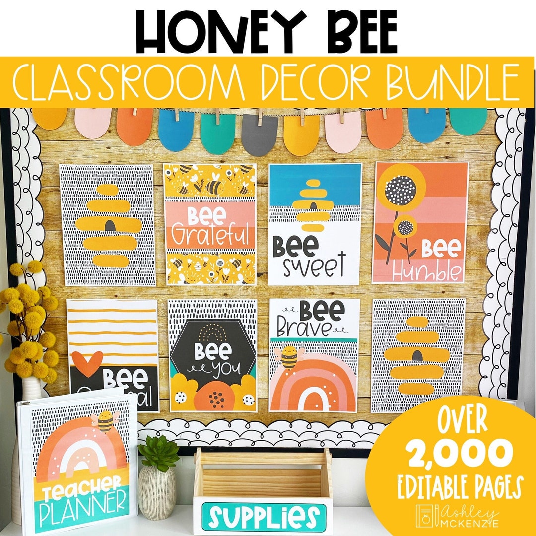 Honey Bee Classroom Decor Bundle, Easy and Modern Classroom Decorations ...
