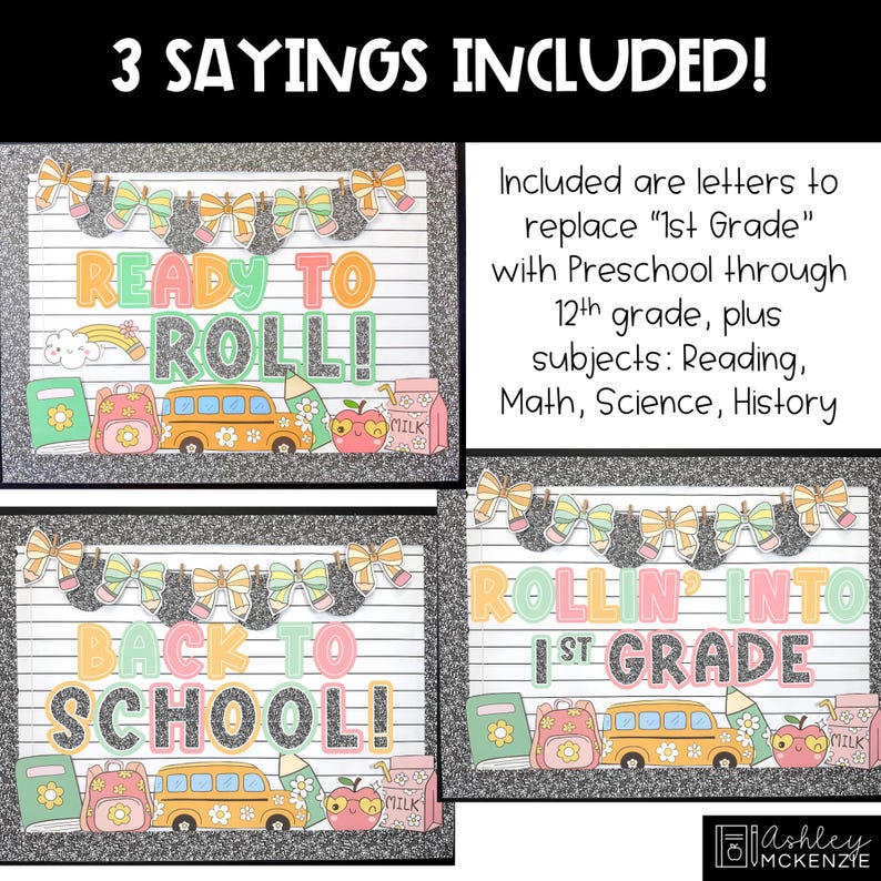 Ready to Roll Back to School Bulletin Board Idea Fall Door Decor ...