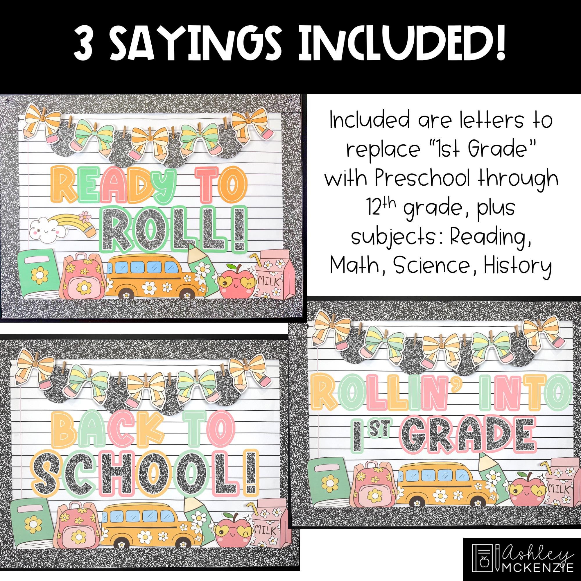 Ready to Roll Back to School Bulletin Board Idea Fall Door Decor ...