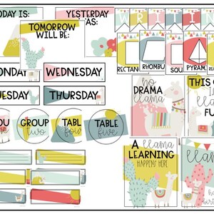Llama and Cactus Classroom Decor Bundle Boho Elementary Classroom ...