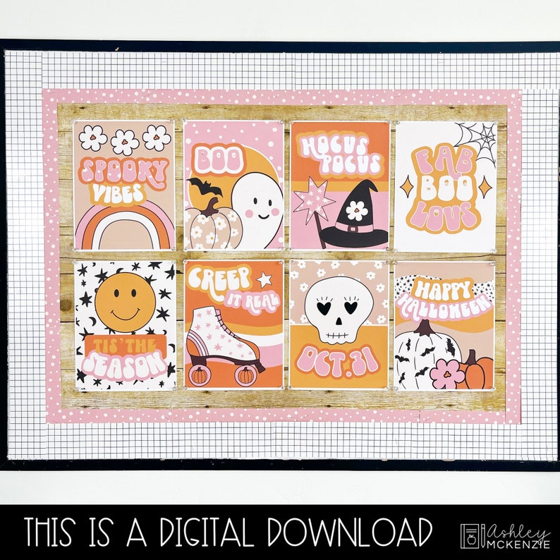 Retro Halloween Classroom Decor, Bulletin Board Kit, Classroom Posters ...