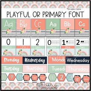 Boho Rainbow Flowers Classroom Decor Bundle, Easy and Modern Classroom ...