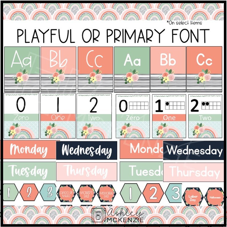 Boho Rainbow Flowers Classroom Decor Bundle Easy and Modern - Etsy