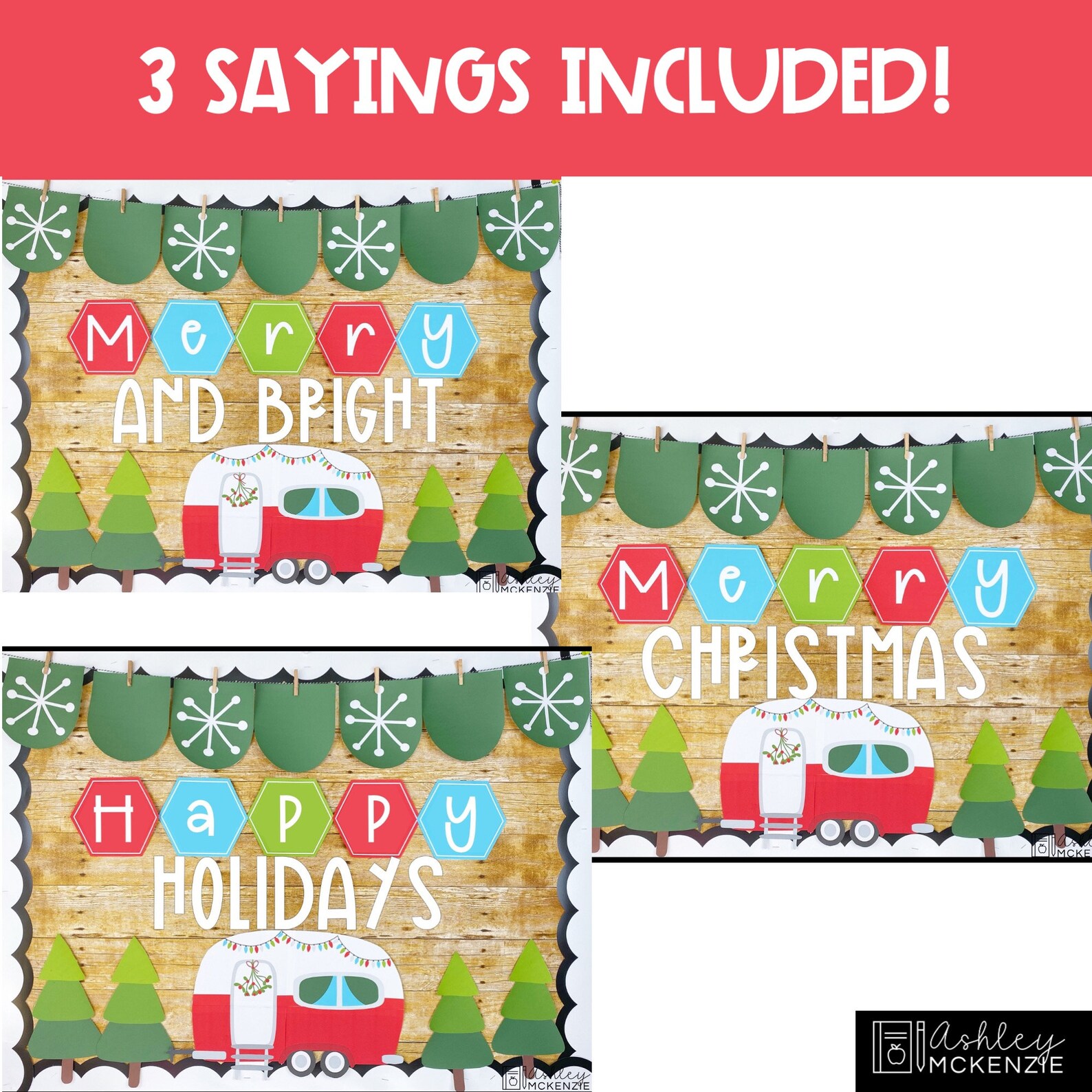 Christmas Bulletin Board or Classroom Door Decor, Camper Theme, Easy ...