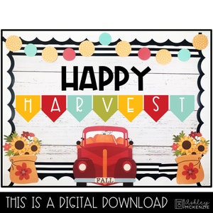 Fall Bulletin Board or Classroom Door Decor, Red Truck Theme, Easy ...