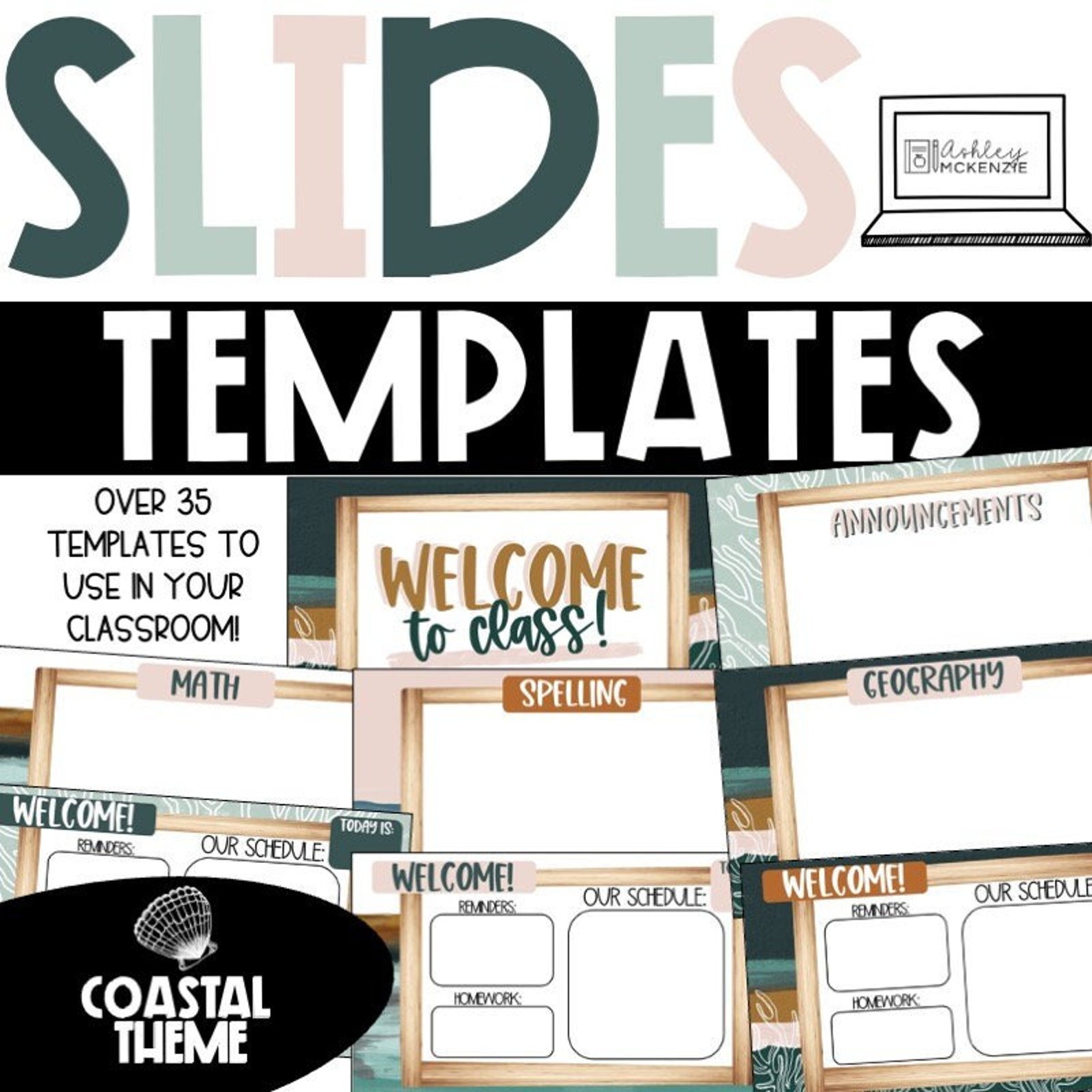 Coastal Google Slides and Powerpoint Templates Calm Class - Etsy