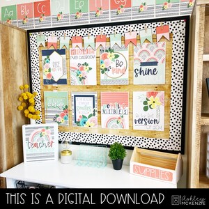 Boho Rainbow Flowers Classroom Decor Bundle, Easy and Modern Classroom ...