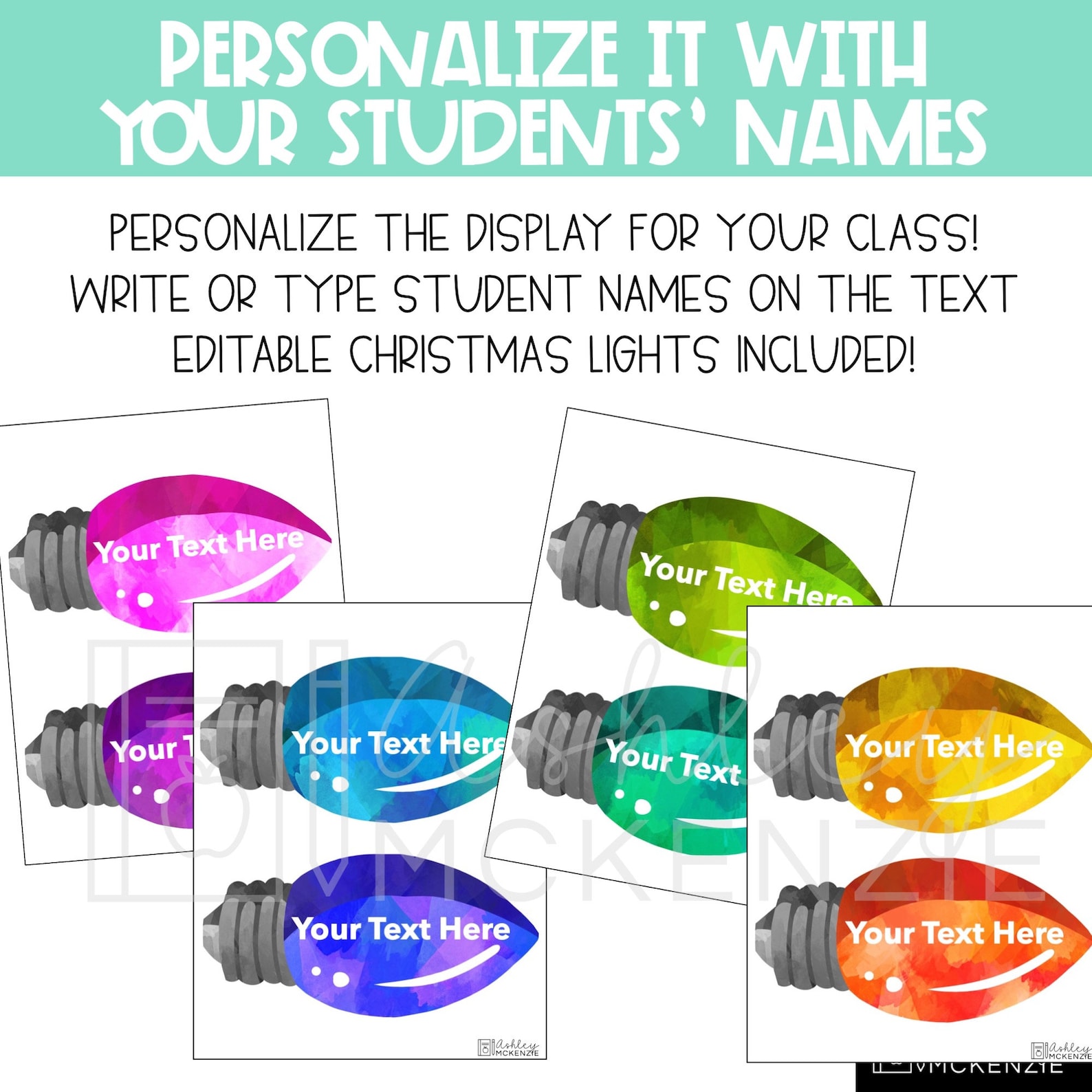 Christmas Lights Bulletin Board or Classroom Door Decor, Easy Holiday ...