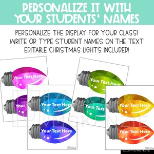 Christmas Lights Bulletin Board or Classroom Door Decor, Easy Holiday ...