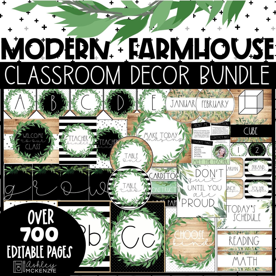 Modern Farmhouse Classroom Decor Bundle, Back to School Bulletin Board ...