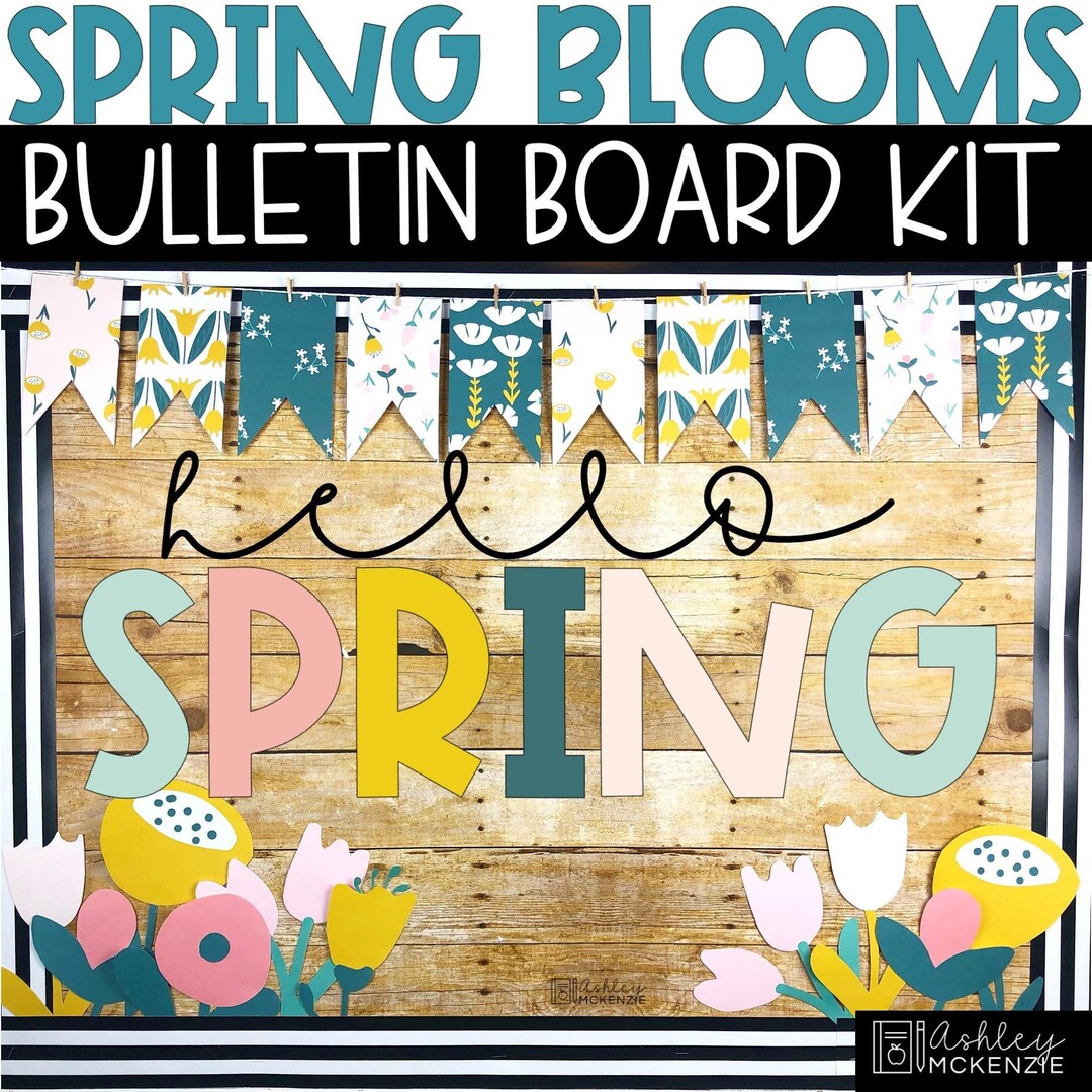 Spring Blooms Bulletin Board or Classroom Door Decor, Vintage Flowers ...