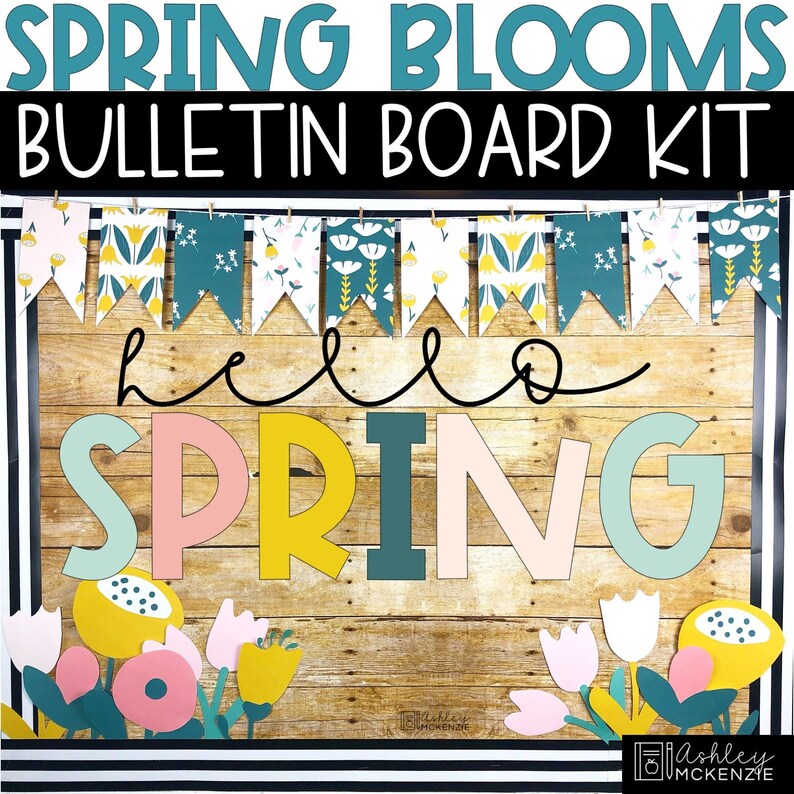 Spring Blooms Bulletin Board March Door Decor, Vintage Flowers Theme ...