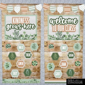 Modern Greenery Back to School Classroom Decor, Bulletin Board Kit ...