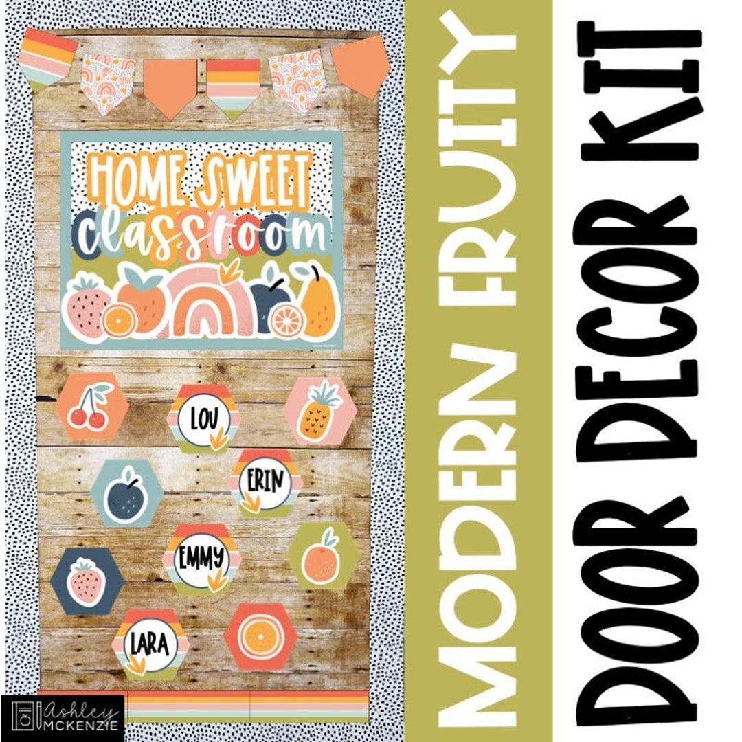 Modern Fruity Classroom Door Decor Kit, Back to School, Easy and Modern ...