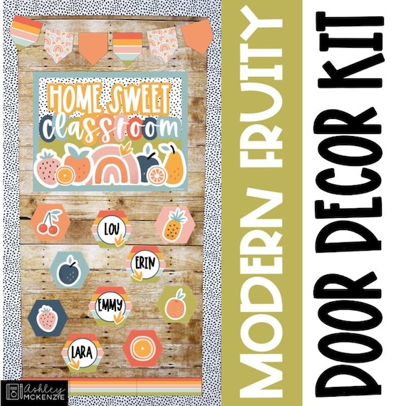 Modern Fruity Classroom Door Decor Kit Back to School Easy | Etsy