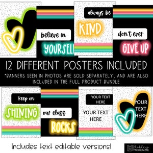 Neon Brights Classroom Posters, Easy and Modern Classroom Decorations ...