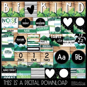 Scandi Mountains Classroom Decor Bundle Modern Back to School Bulletin ...