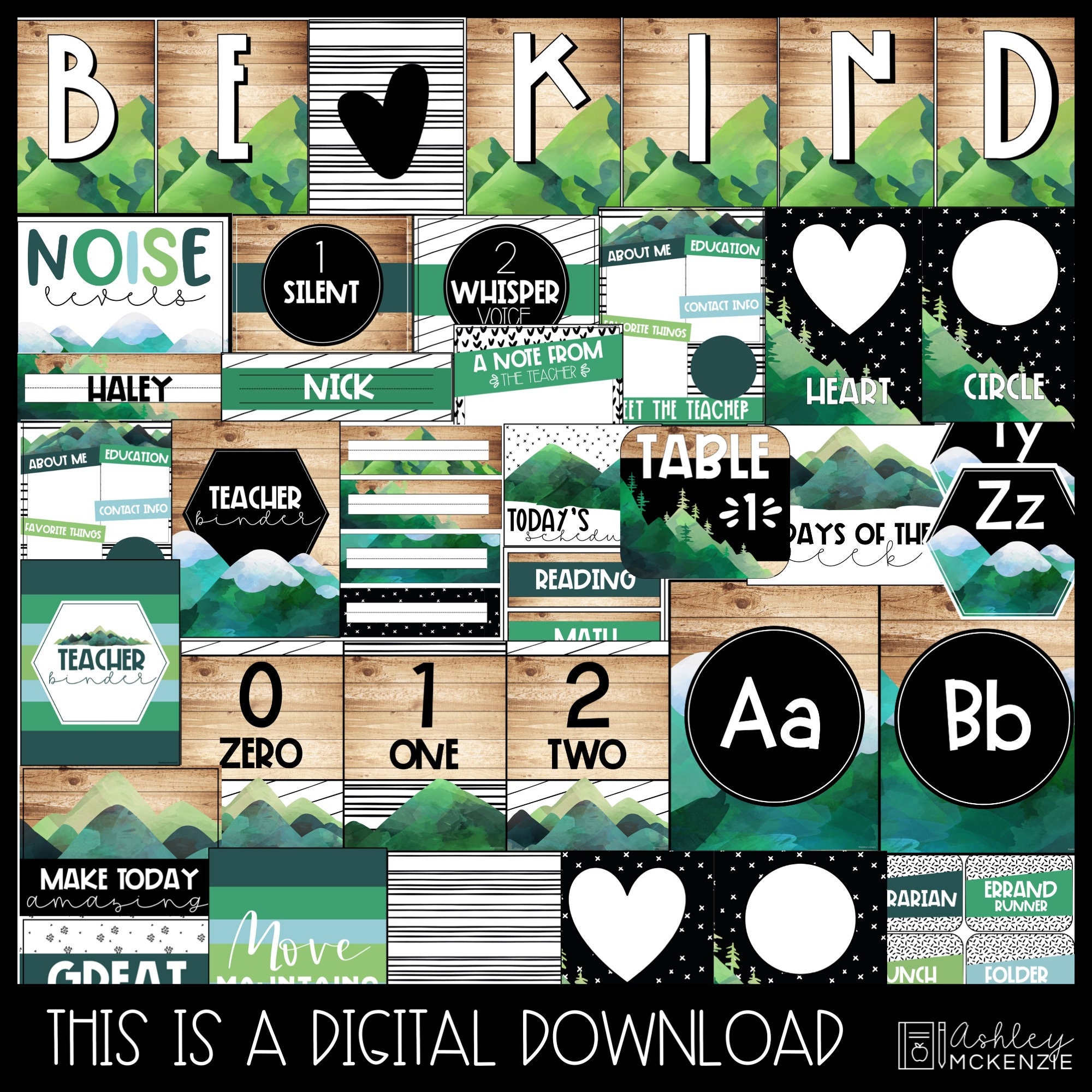 Scandi Mountains Classroom Decor Bundle Easy and Modern - Etsy Canada