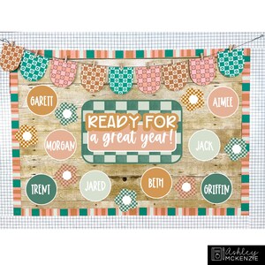 Modern Checkered Back to School Classroom Decor, Bulletin Board Kit ...