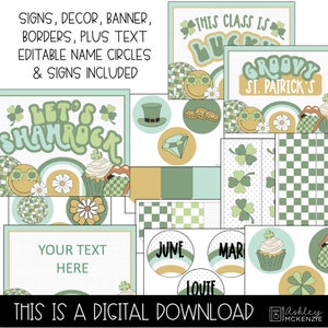 Retro St. Patrick's Day Classroom Door Decor Kit, Spring Holiday ...