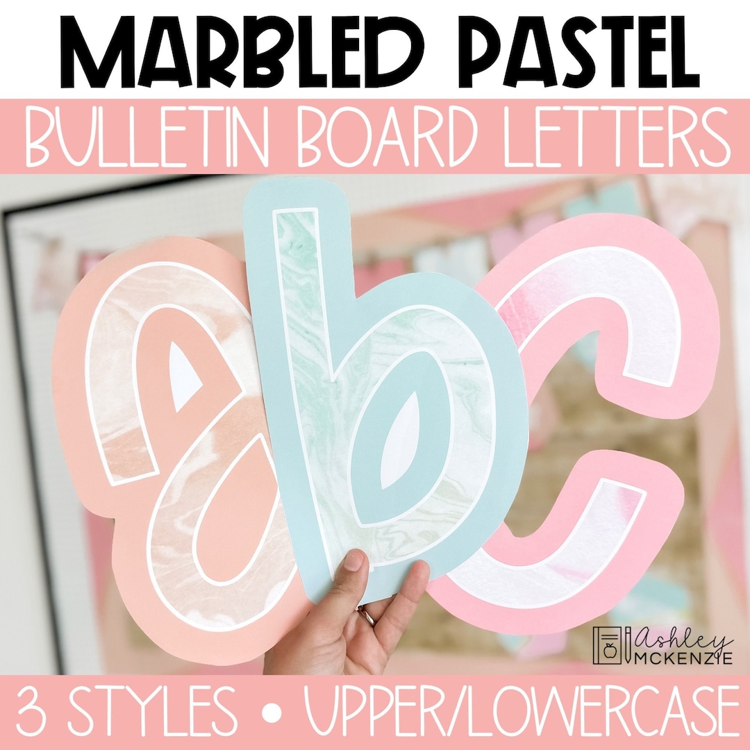 Marbled Pastel Classroom Decor, A-Z Bulletin Board Letters, Punctuation ...
