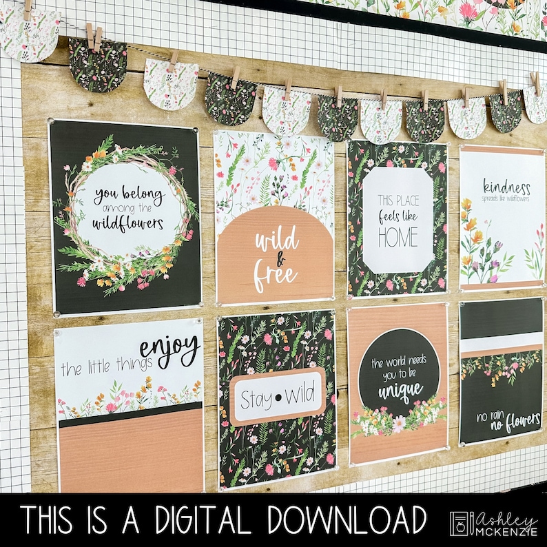 Wildflowers Themed Classroom Posters Easy and Modern - Etsy