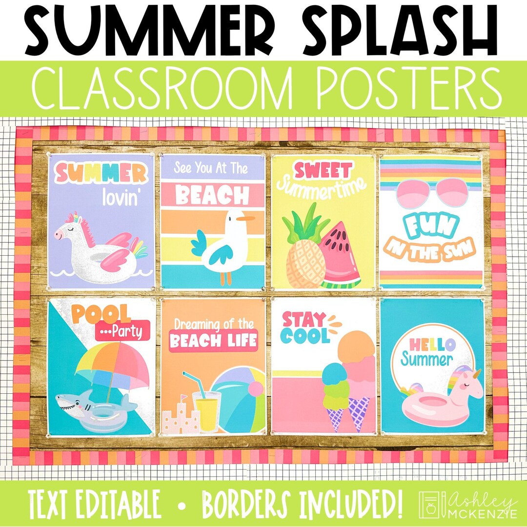 Summer Classroom Posters for End of Year, Summer Splash Theme, Easy ...