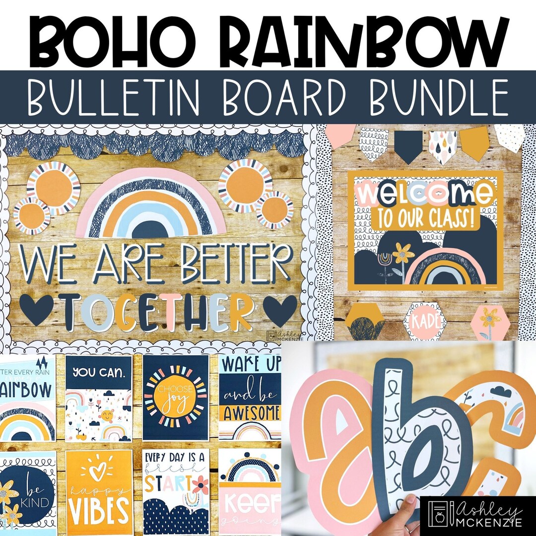 Boho Rainbow Classroom Decor Bulletin Board Kit Classroom - Etsy