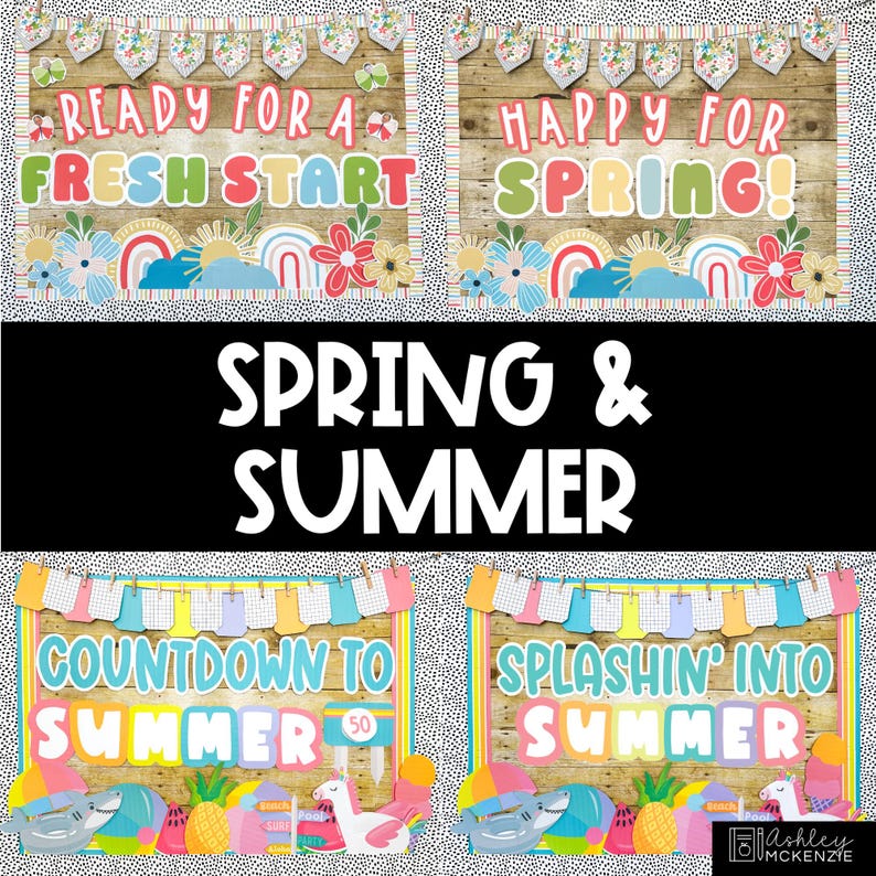 Bulletin Board Kits Bundle #6 Seasonal Classroom Decor for All Year ...