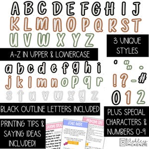 Modern Garden Bulletin Board Letters, A-Z Primary Font, Punctuation ...