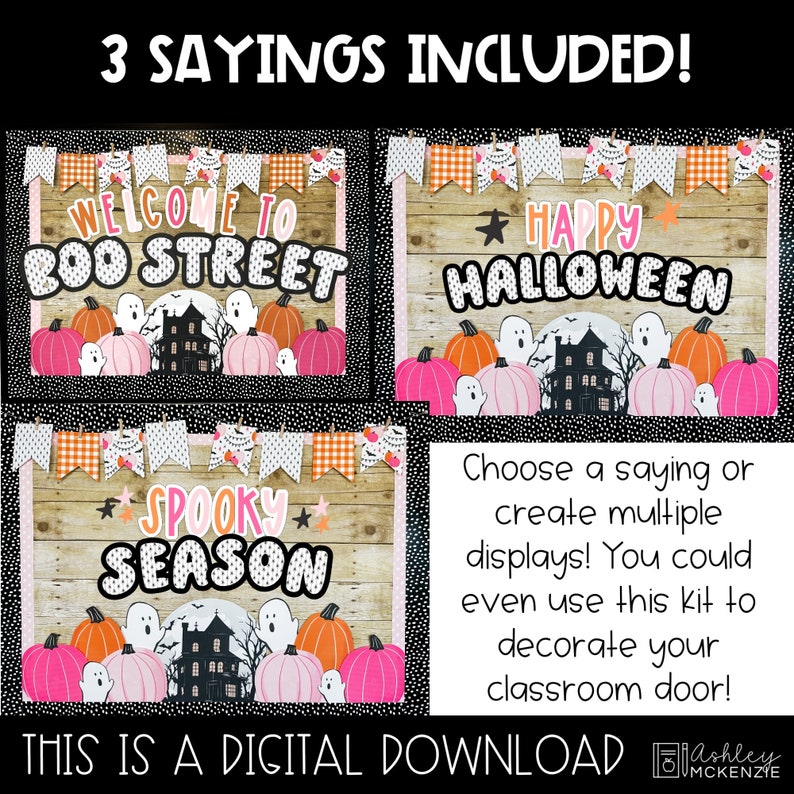 Halloween Bulletin Board Kit Autumn Classroom Decor Fall Door Decor Kit ...