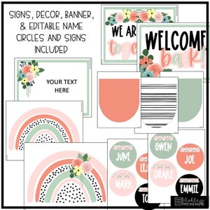 Boho Rainbow Flowers Back to School Bulletin Board or Classroom Door ...