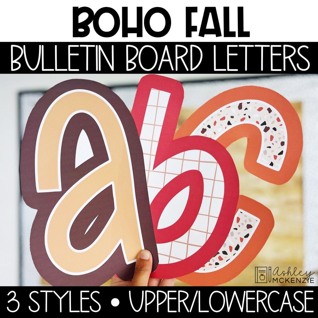 Boho Fall Classroom Decor, A-Z Bulletin Board Letters, Punctuation, and ...