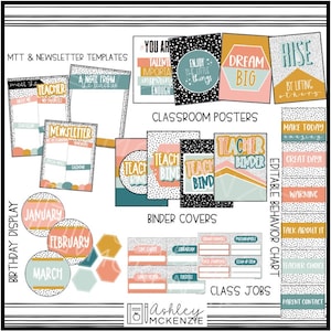 Calm Terrazzo Classroom Decor Bundle Editable Calm Colors Decor Pastel ...