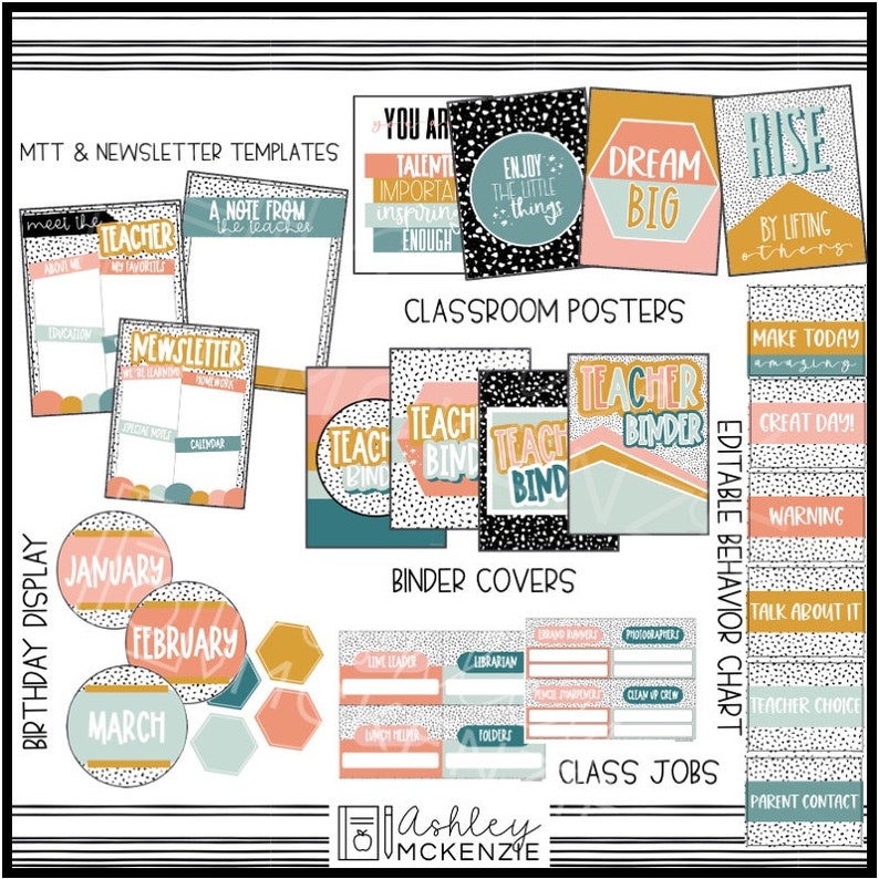 Calm Terrazzo Classroom Decor Bundle Editable Calm Colors - Etsy