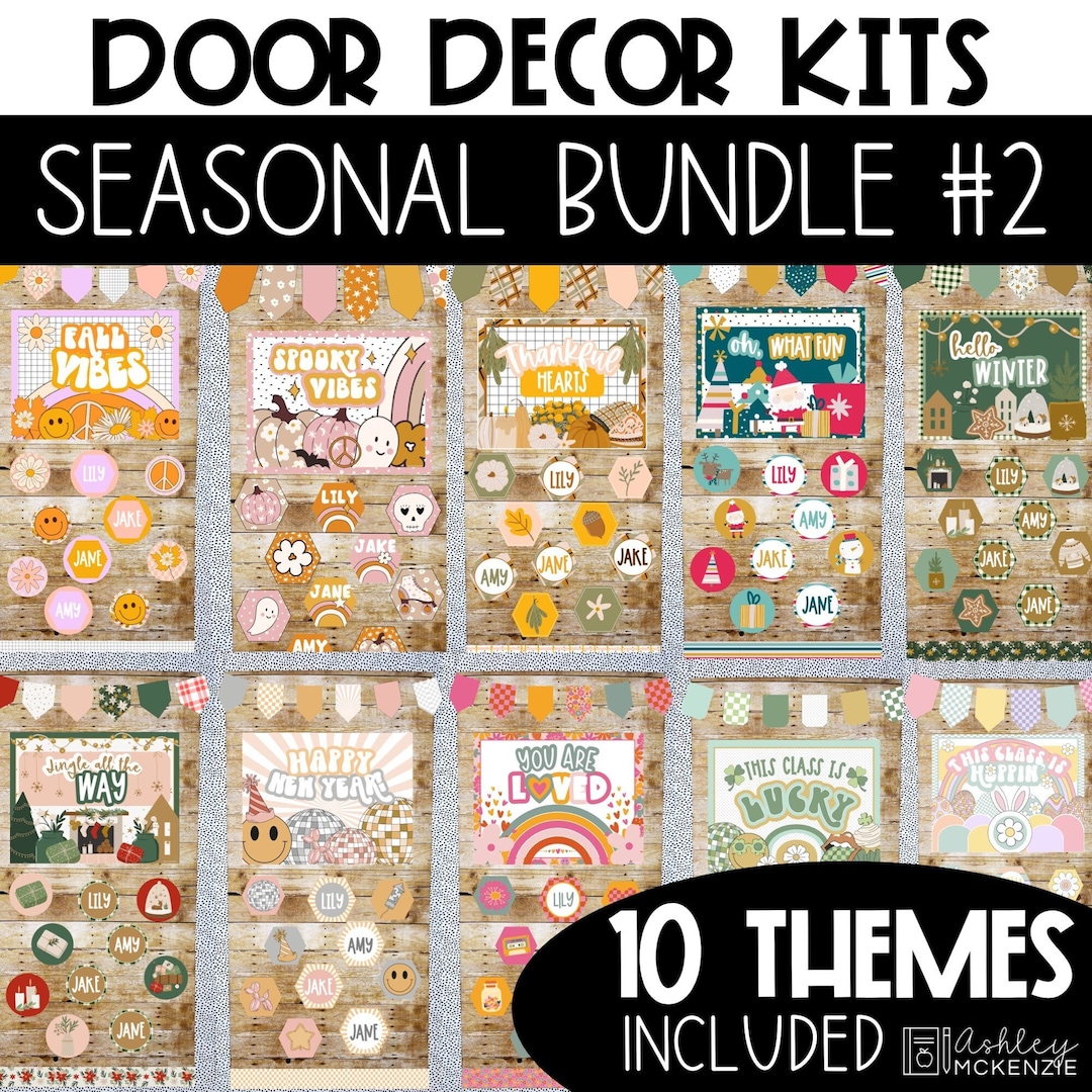 Seasonal Classroom Door Decor Kits Bundle #2, Holiday Door Decorating ...