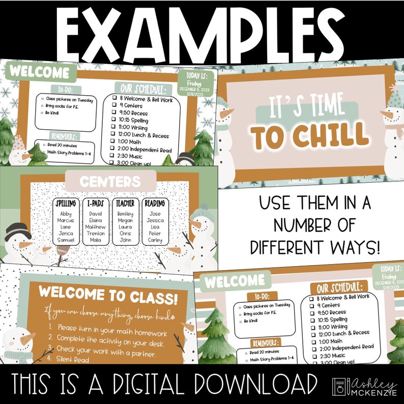 Winter Slides January Daily Slides Powerpoint Templates Digital ...