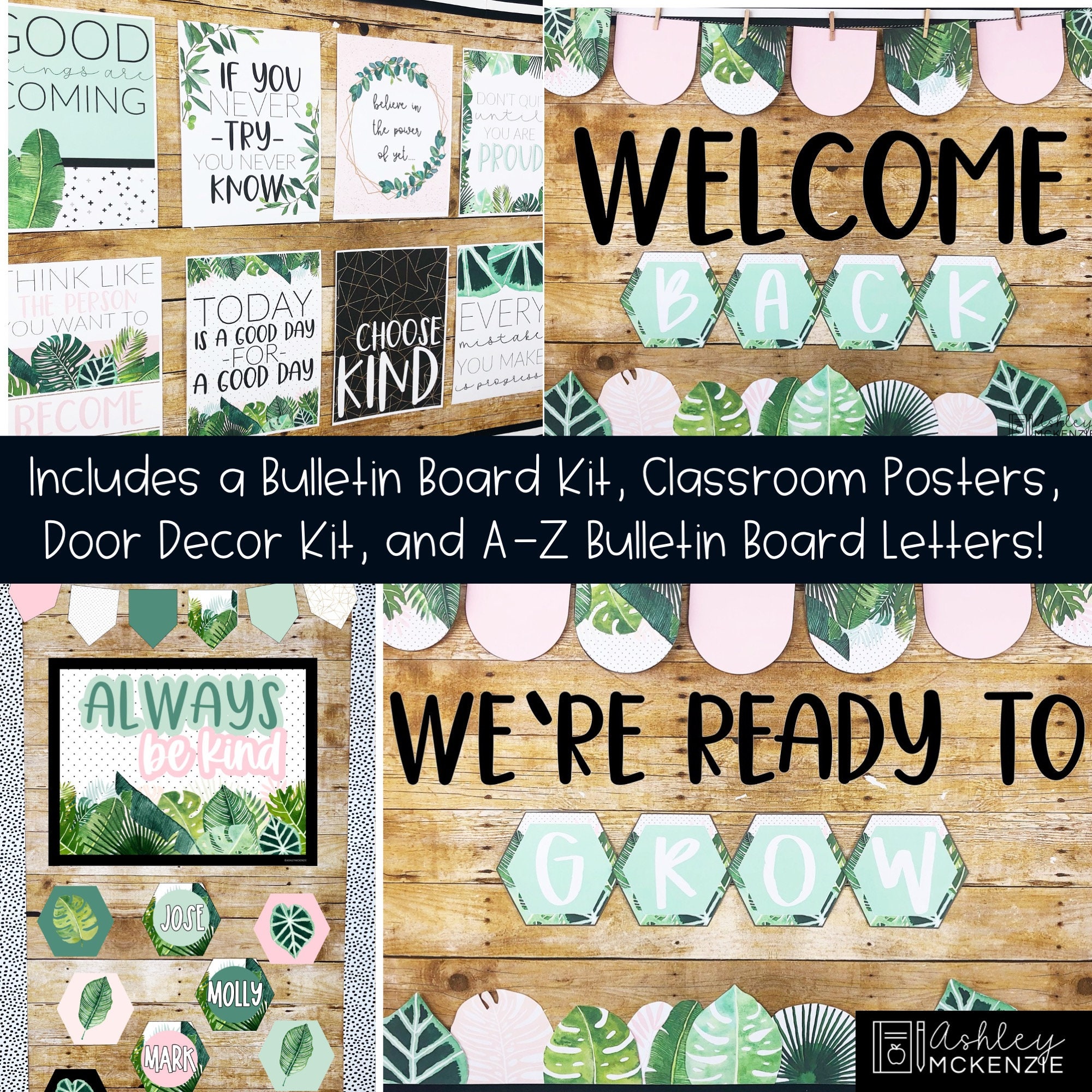 Modern Tropical Bulletin Board Bundle Nature Themed Classroom Decor ...