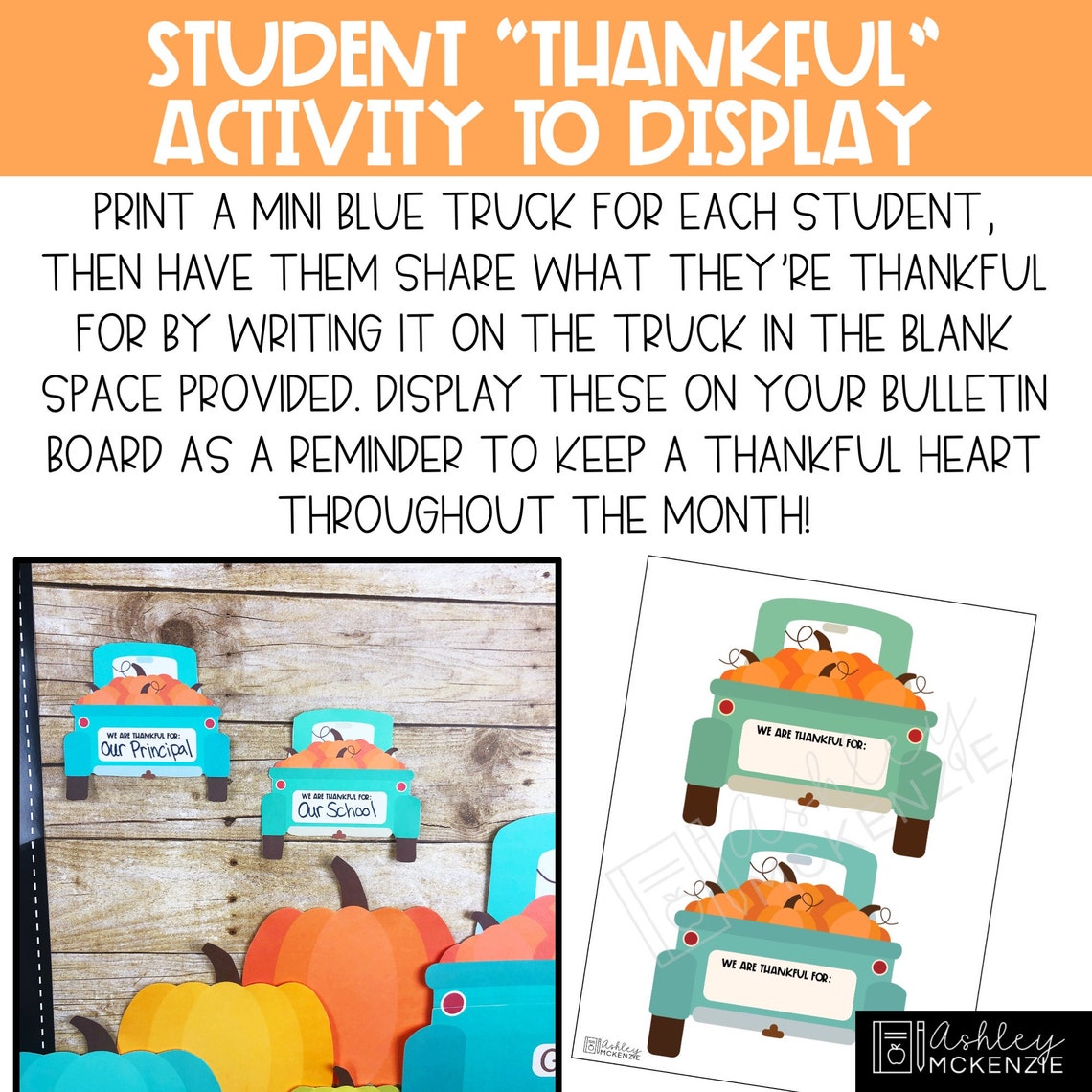 Thanksgiving Bulletin Board Kit Blue Truck Theme Easy - Etsy