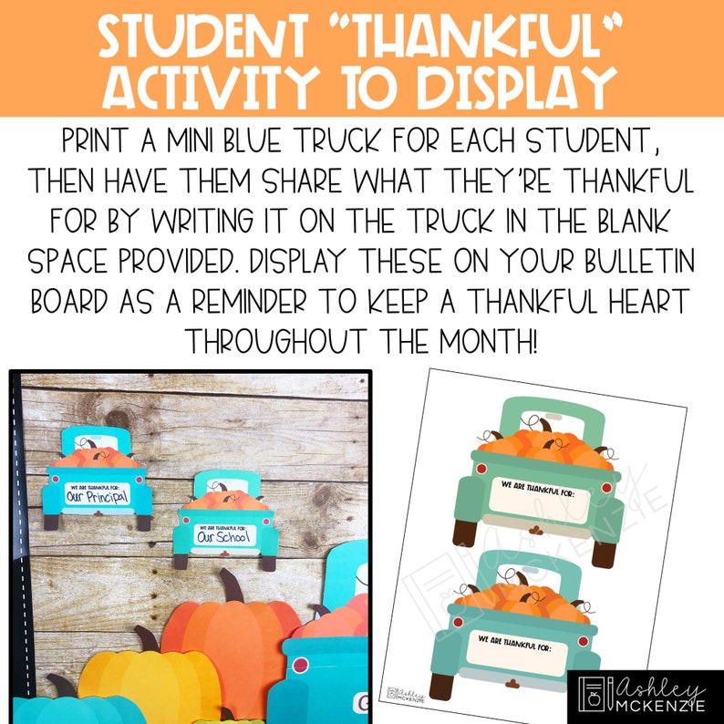 Thanksgiving Bulletin Board Kit Blue Truck Theme Easy - Etsy