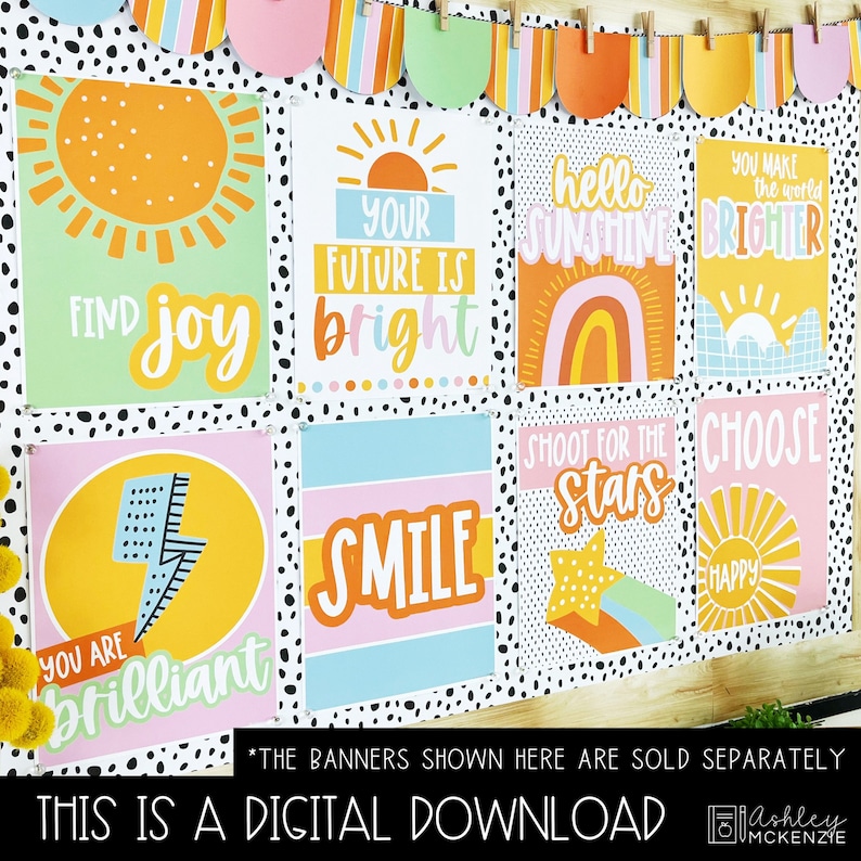 Sunshine Themed Classroom Posters, Easy and Modern Classroom ...