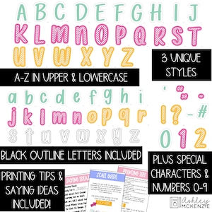 Back to School Classroom Decor Primary Font A-Z Bulletin Board Letters ...