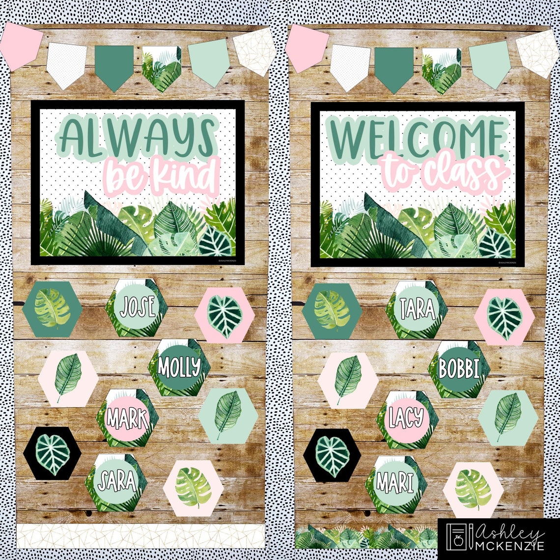 Modern Tropical Classroom Door Decor Kit Back to School Easy - Etsy
