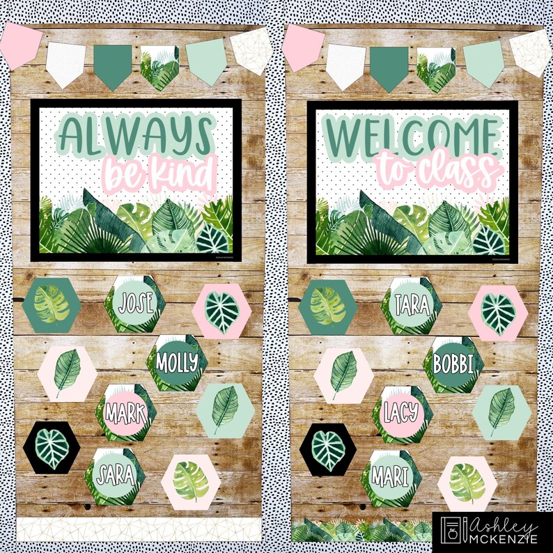 Modern Tropical Classroom Door Decor Kit Back to School Easy - Etsy