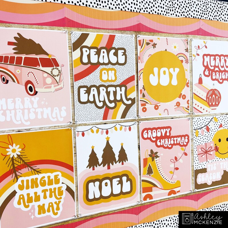 Retro Christmas Classroom Decor Bulletin Board Kit Classroom - Etsy