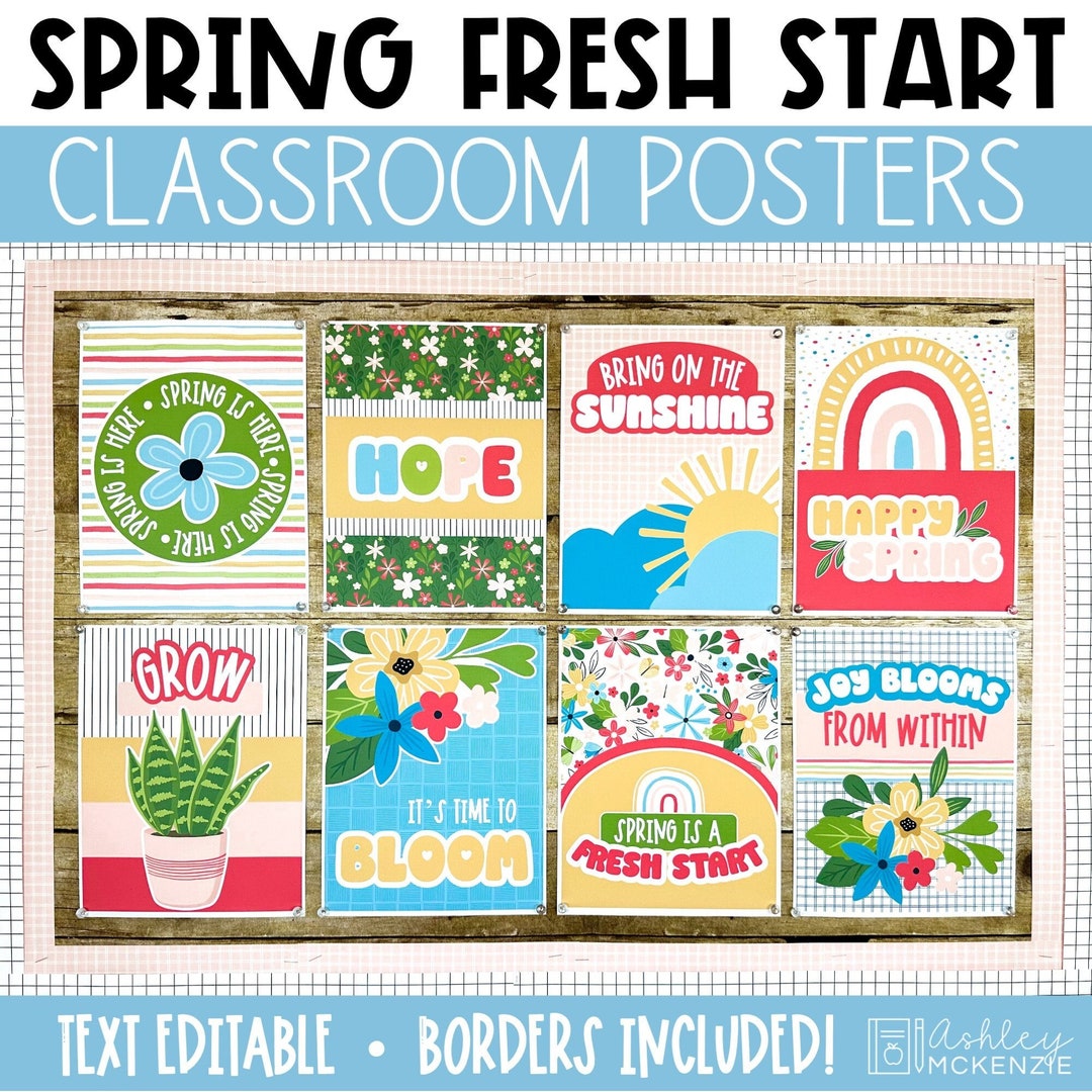 Spring Classroom Posters, Spring Fresh Start Theme, Easy Seasonal ...