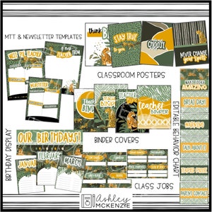 Modern Jungle Classroom Decor Bundle Calm Colors Nature Themed Bulletin ...