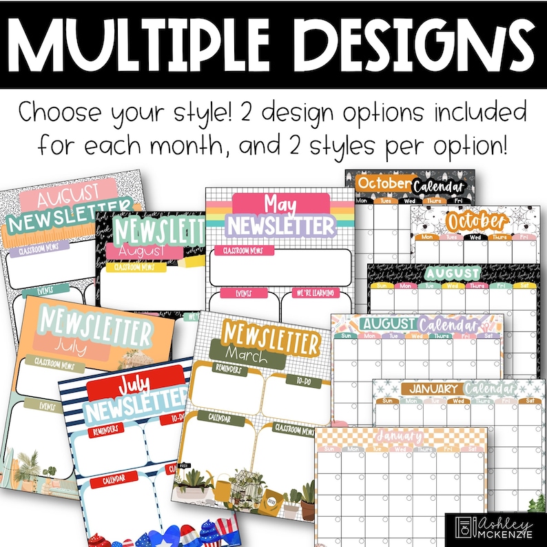 Editable Classroom Newsletter Templates for All Year Editable Calendar ...