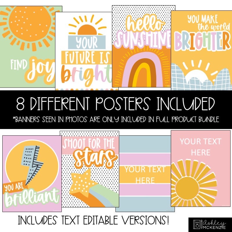 Sunshine Themed Classroom Posters, Easy and Modern Classroom ...