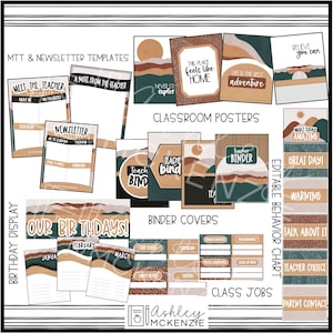 Abstract Landscape Themed Classroom Decor Bundle, Editable Classroom ...